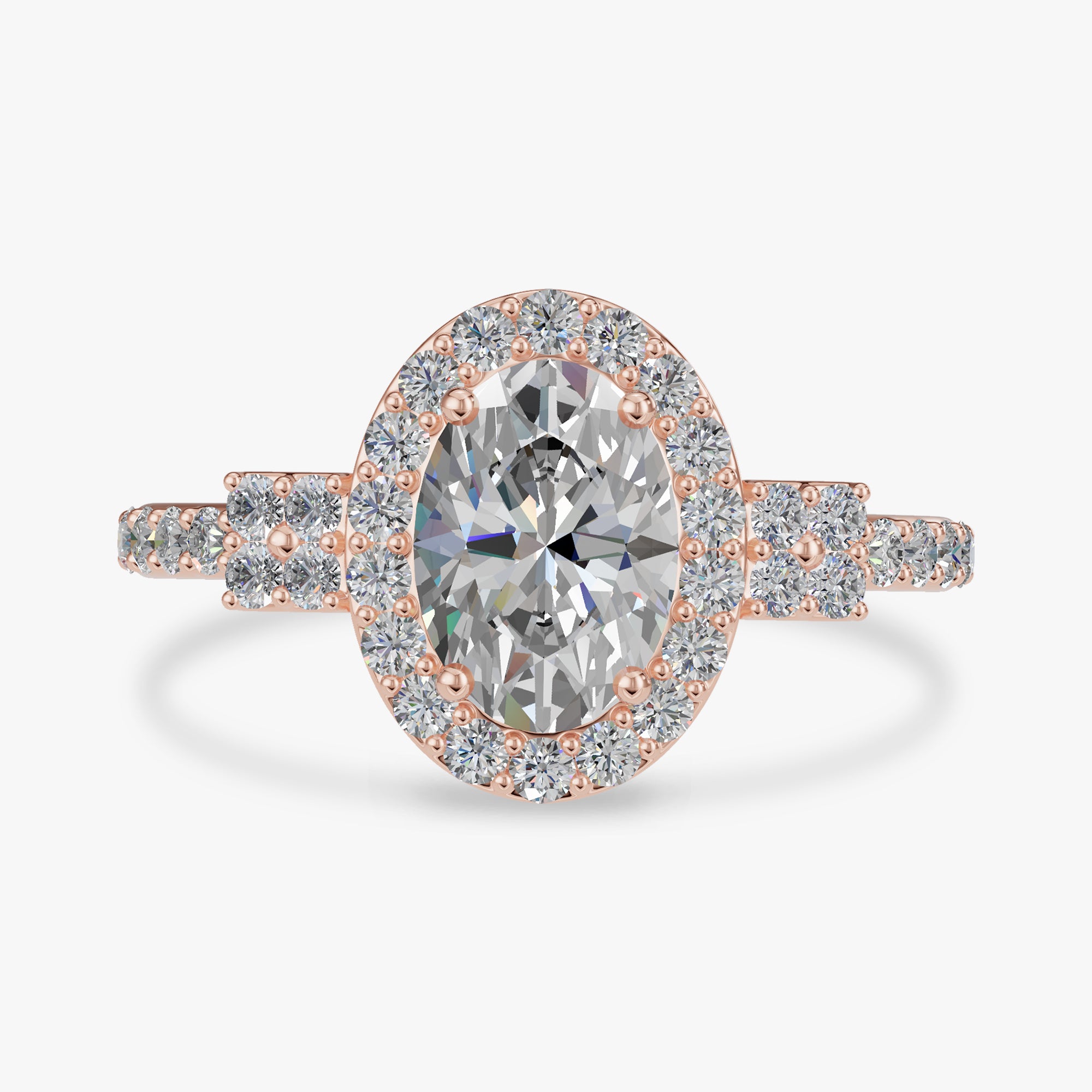 Halo Split Shank Oval Engagement Ring