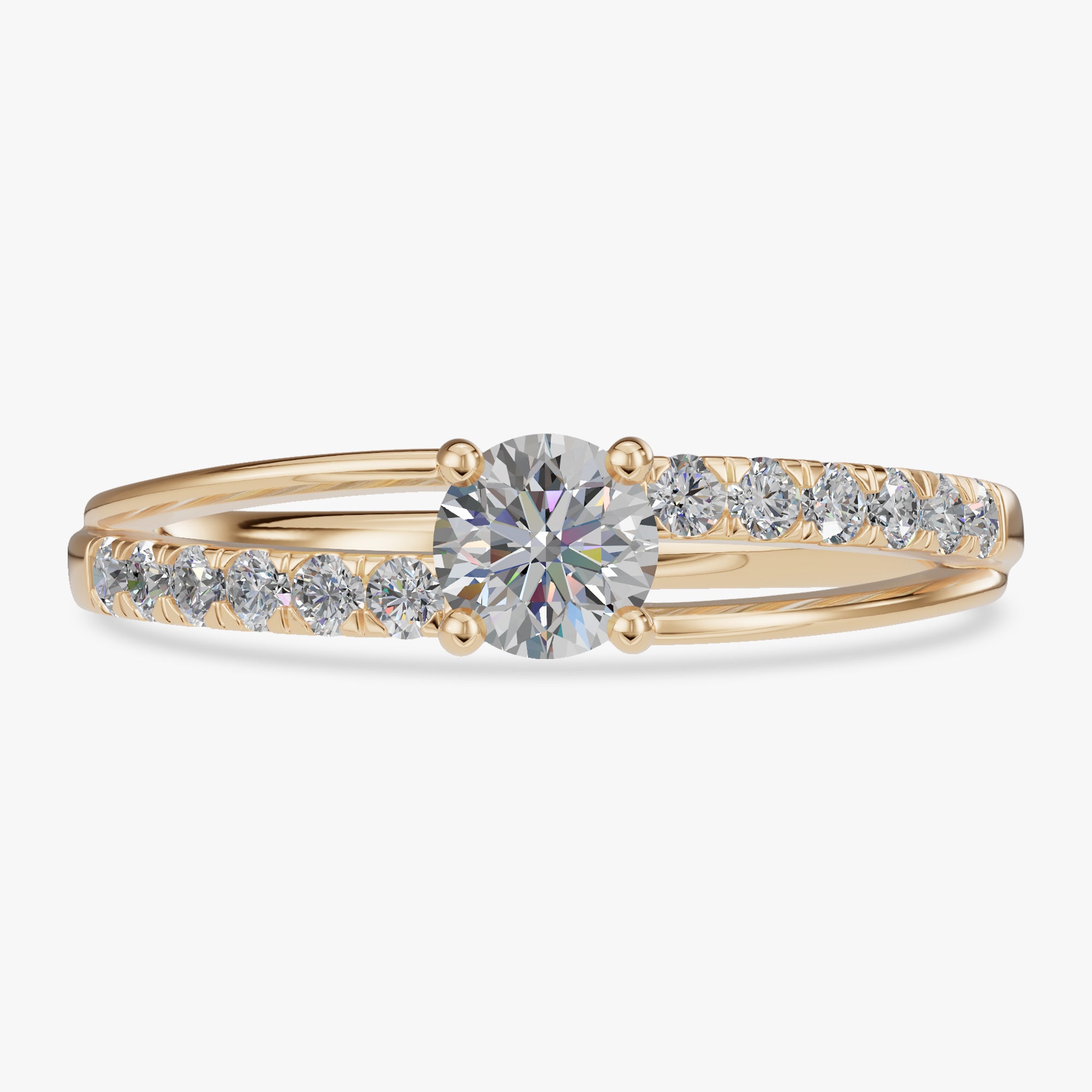 Split Shank Round Cut Diamond Engagement Ring | Prismara