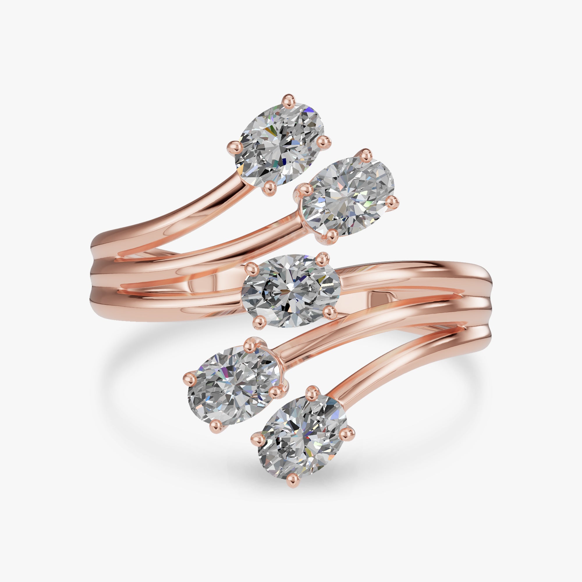 Split Shank Oval Cut Bypass Diamond Ring for Women